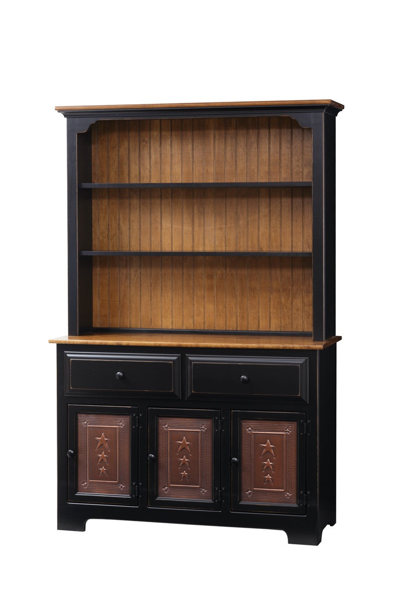 Three Door Open Top Hutch w/ Tin Panel Doors – Peaceful Valley Furniture