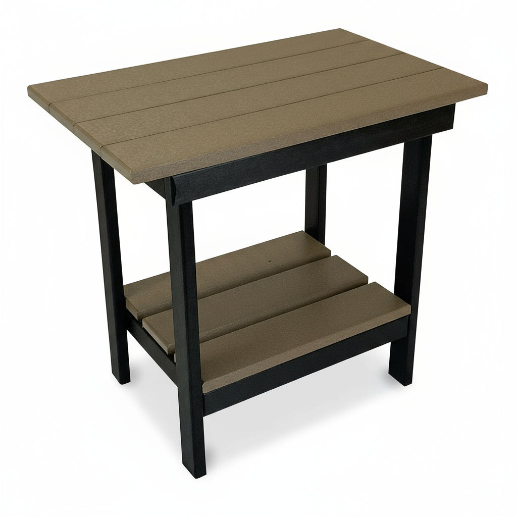 Poly End Table (Weatherwood with Black Trim) – Peaceful Valley Furniture